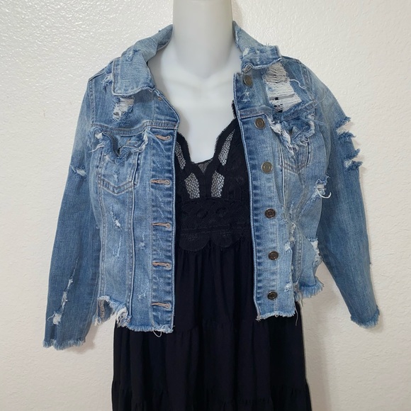 Cello | Jackets & Coats | Cello Blue Distressed Denim Jacket | Poshmark